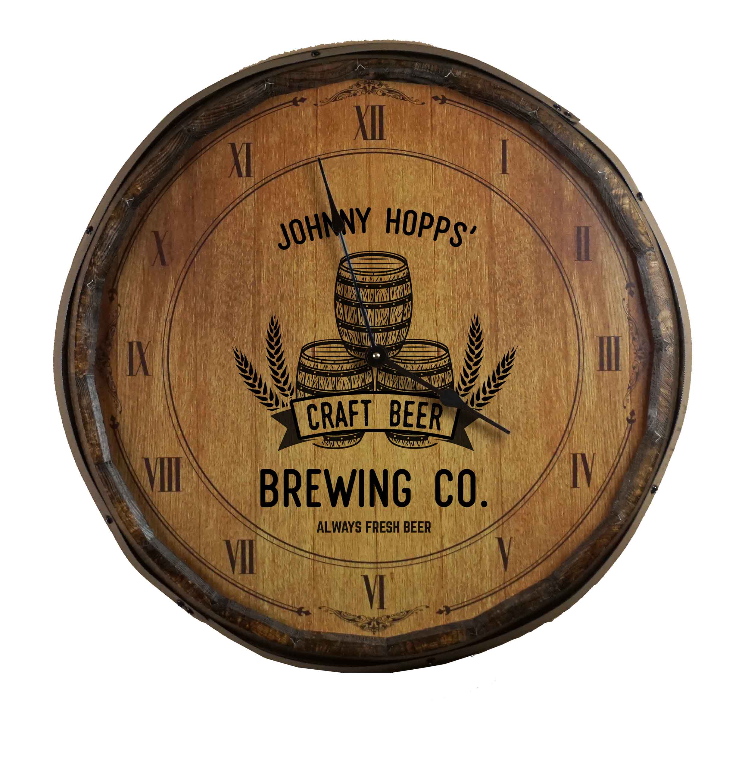 "Brewing Co." Quarter Barrel Clock | Thousand Oaks Barrel Co.