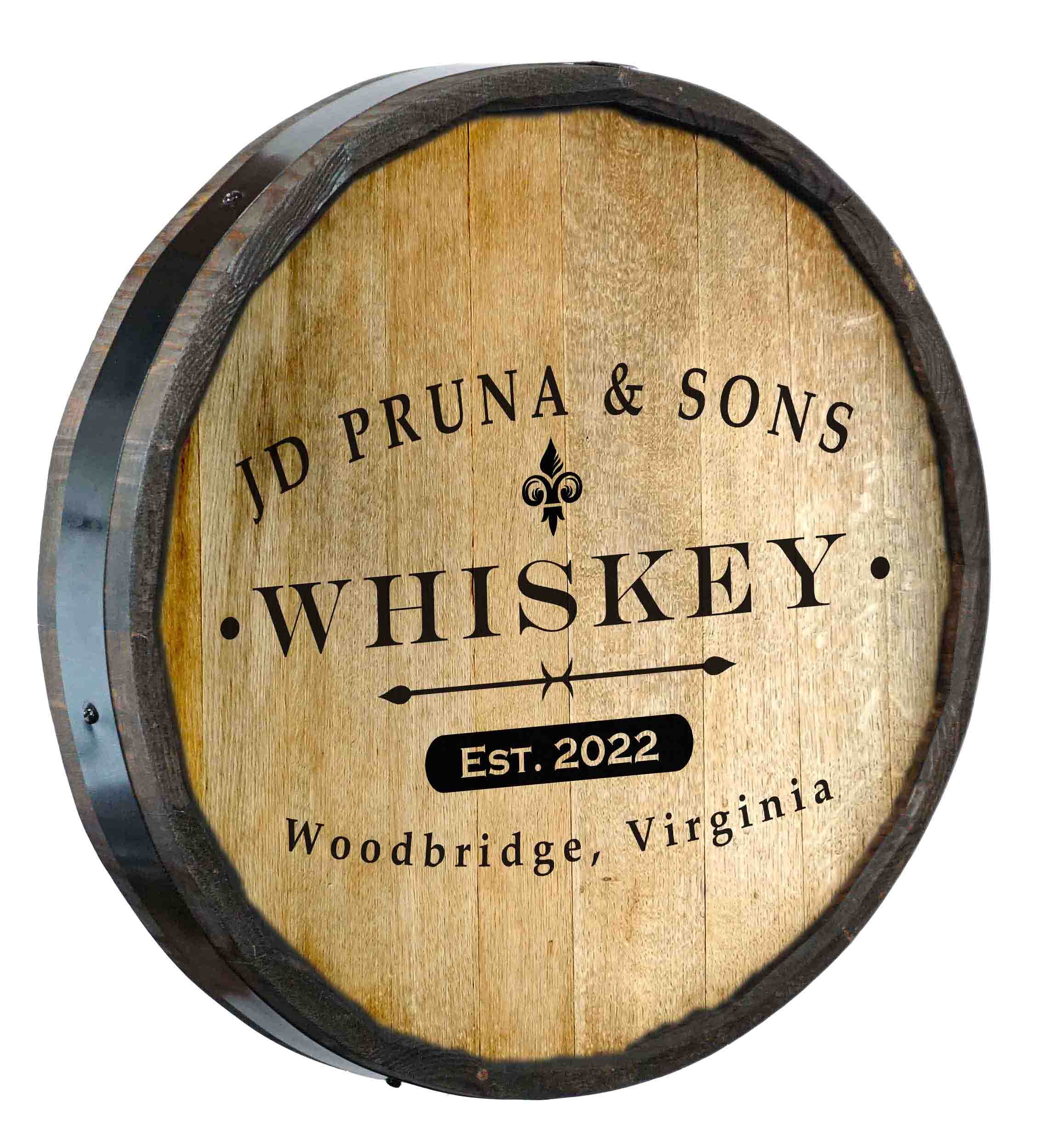 Classic Label Personalized Quarter Barrel Sign |Thousand Oaks Barrel Co.